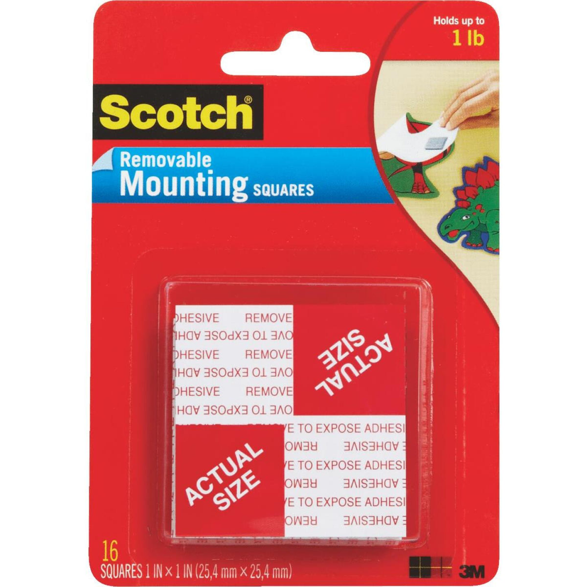 3M Scotch 1 In. x 1 In. 1 Lb. Capacity Removable Mounting Squares (16 ...
